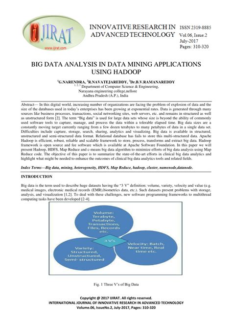 Pdf Big Data Analysis In Data Mining Applications Using Hadoop