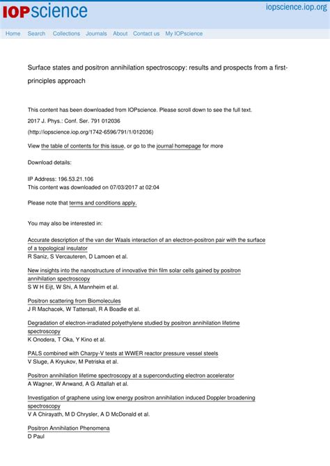 Pdf Surface States And Positron Annihilation Spectroscopy Results