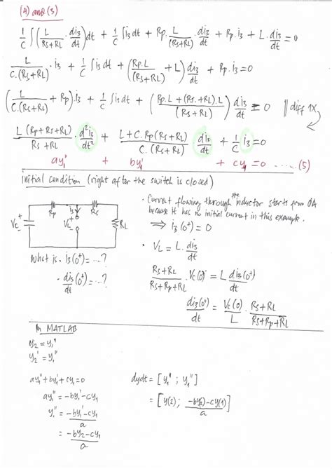 Numerically Solving Second Order Rlc Natural Response Using Matlab
