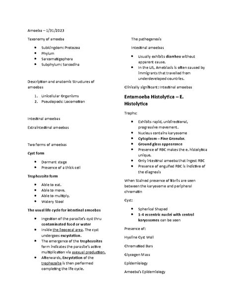 1 31 23 Amoeba Amoeba 131 Taxonomy Of Amoeba Subkingdom Protozoa