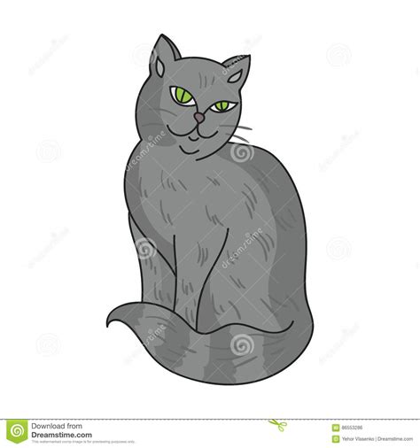 在白色背景在动画片样式的nebelung象隔绝的 猫助长标志储蓄传染媒介例证 向量例证 插画 包括有 呜呜的叫声 布里曼 86553286