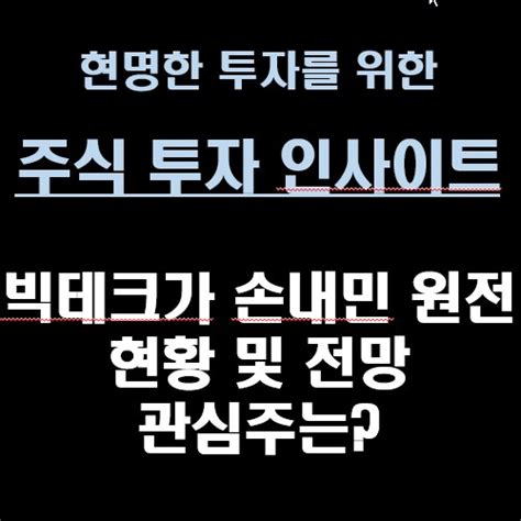 주식 투자 인사이트 빅테크가 손 내민 원전 최애 관심주는