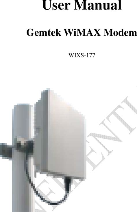 Gemtek Technology Wixs 177 Wimax Outdoor Cpe User Manual Gemtek Idu Odu Web Ui User Manual 100923