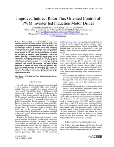 Improved Indirect Rotor Flux Oriented Control Of Pwm Inverter Fed Induction Motor Drives Pdf
