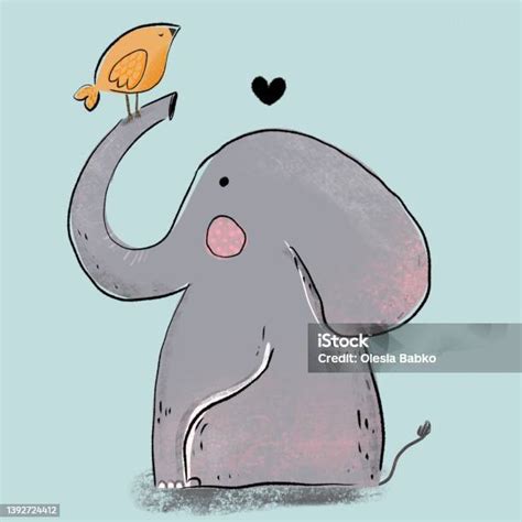 파란색 배경에 귀여운 아기 코끼리 벽지 초대 엽서 인사말 카드 옷 섬유 그림 0명에 대한 스톡 벡터 아트 및 기타 이미지 0명 귀여운 일러스트레이션 Istock