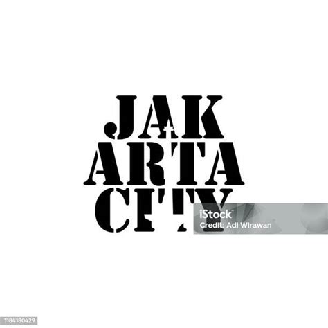 Gambar Desain Logo Tipografi Ruang Negatif Kota Jakarta Ilustrasi Stok