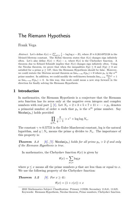 Pdf The Riemann Hypothesis