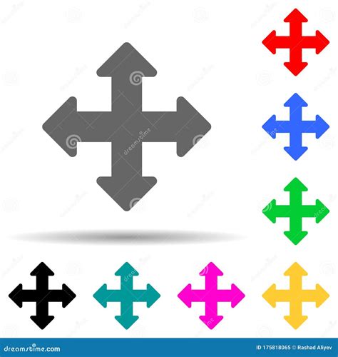 Arrows On The Cross Multi Color Style Icon Simple Thin Line Outline
