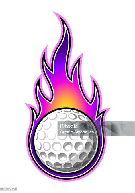 불타는 불꽃에 골프 공 골프 공 벡터 아트 자동차 비닐 스티커 오토바이 트럭 데칼 경쟁에 대한 스톡 벡터 아트 및 기타 이미지