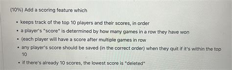 Solved Add A Scoring Feature Which Keeps Track Of Chegg Com