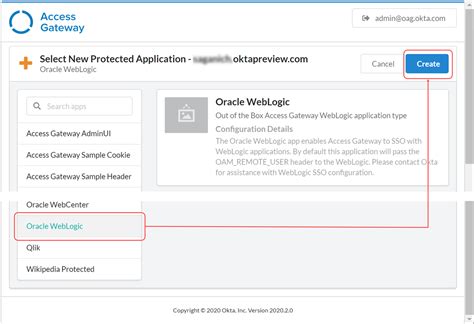 Create The Oracle Weblogic Server Application Okta Access Gateway