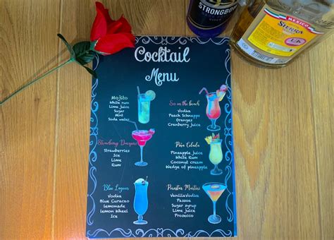 Personalised Cocktail Bar Menu Cocktail Recipes Create Your Own Chalkboard Menu Customised