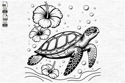 Turtle With Flower Svg Sea Turtle Svg Graphic By Blackcatszone · Creative Fabrica