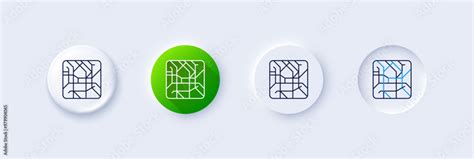 Metro Map Line Icon Neumorphic Green Gradient 3d Pin Buttons Underground Subway Sign