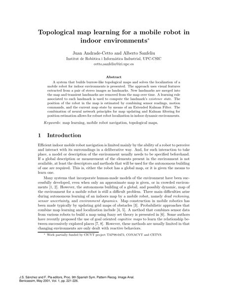 Pdf Topological Map Learning For A Mobile Robot In Indoor Environments