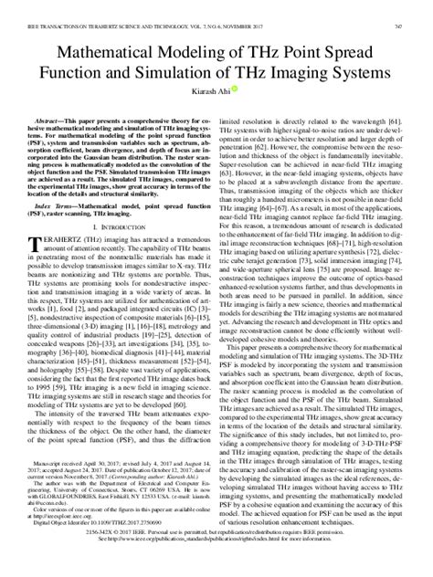 pdf mathematical modeling of thz point spread function and simulation