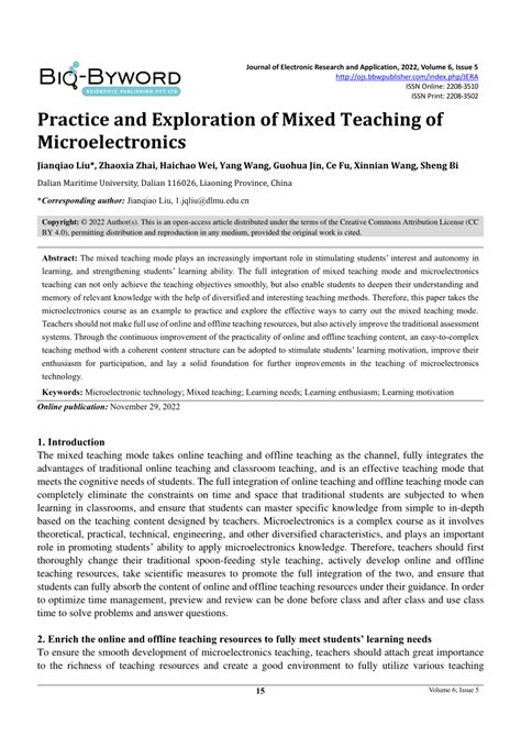 Pdf Practice And Exploration Of Mixed Teaching Of Microelectronics