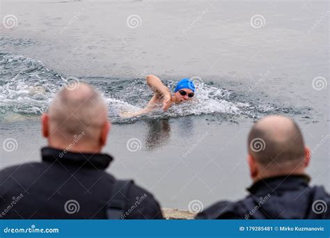 Orthodox Christians Swimming For The Holy Cross In The Icy Cold Water Editorial Photo Image Of