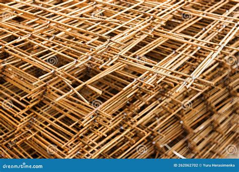 Rebar Reinforcing Bars Or Steel Close Up Reinforcement Steel Wires Mesh Of Steel Used As A