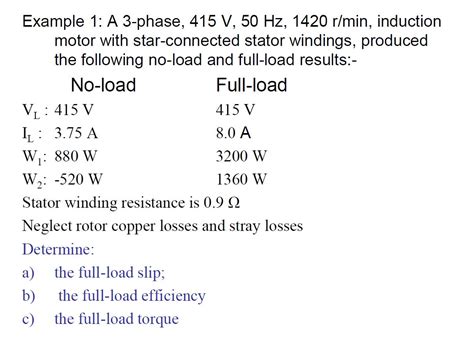 Solved Example 1 A 3 Phase 415 V 50 Hz 1420 R Min