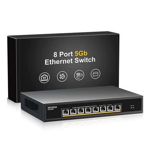 8 Port 5g Ethernet Switch Unmanagedwith 8x 5gb Base T Ports Nicgiga