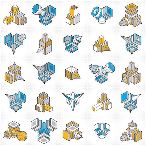 Premium Vector Abstract Three Dimensional Shapes Set Vector Designs