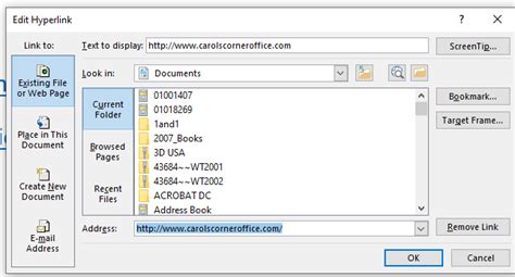 how to insert hyperlinks screen tips in word 365 daves computer tips