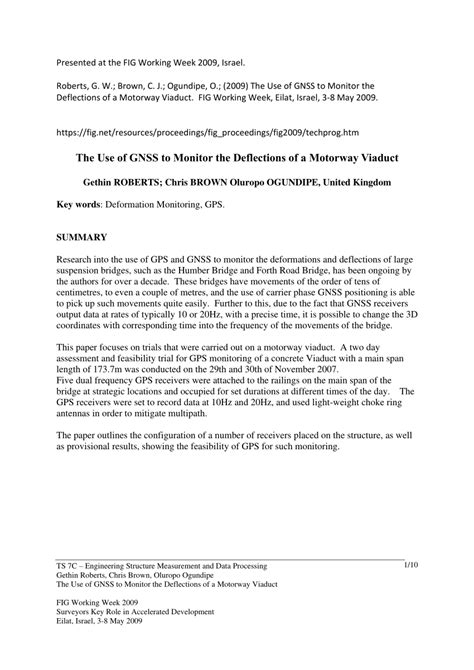 Pdf The Use Of Gnss To Monitor The Deflections Of A Motorway Viaduct