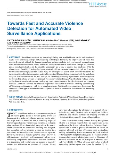 Pdf Toward Fast And Accurate Violence Detection For Automated Video Surveillance Applications