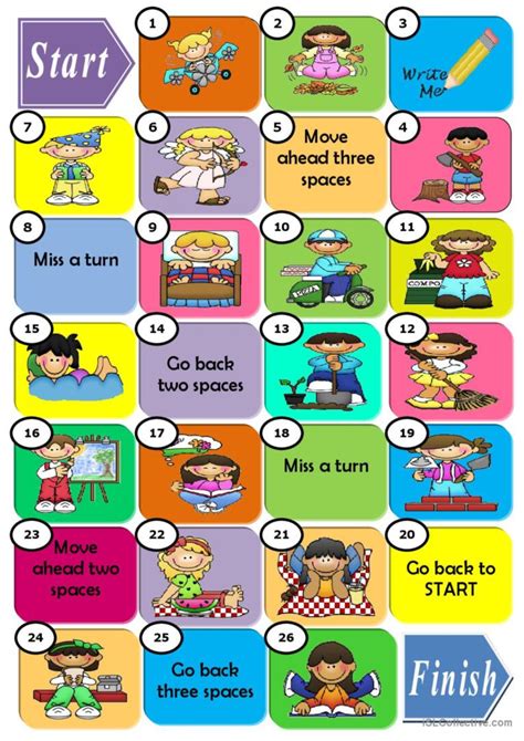 Boardgame Irregular Verbs In Pictu English Esl Worksheets Pdf And Doc