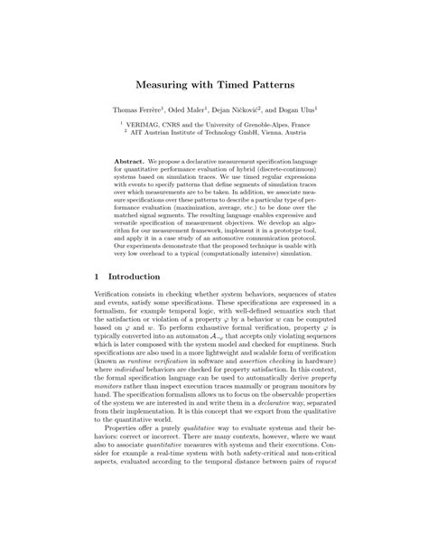 Pdf Measuring With Timed Patterns
