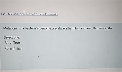 Solved Lab 7 ﻿microbial Genetics And Genetic