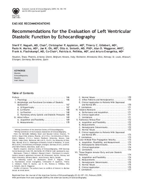 Pdf Recommendations For The Evaluation Of Left Ventricular Diastolic
