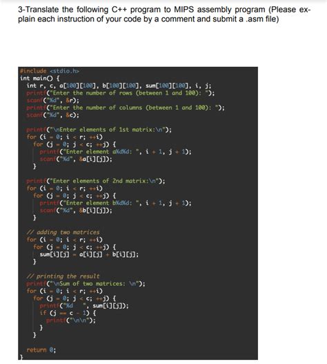 Solved 3 Translate The Following C Program To Mips