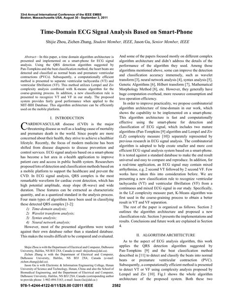 Pdf Time Domain Ecg Signal Analysis Based On Smart Phone