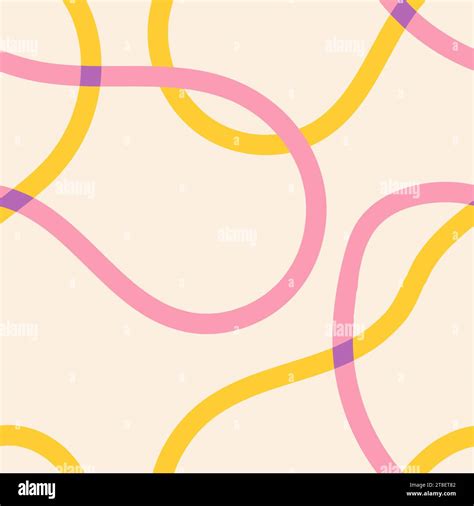 Naive Seamless Squiggle Pattern With Bright Pink And Yellow Wavy Lines
