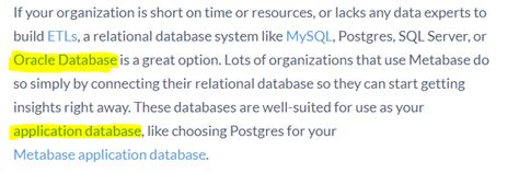 Metabases Application Database As Oracle Get Help Metabase Discussion