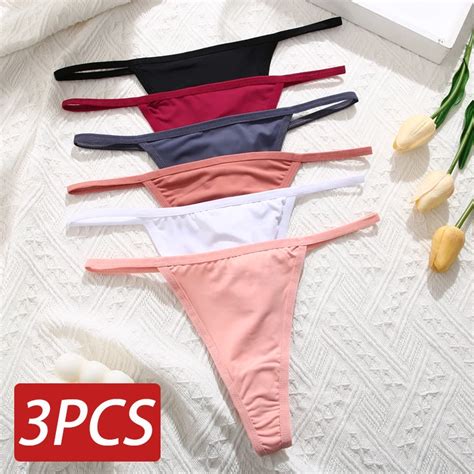 여성용 심리스 끈 팬티 세트 섹시한 끈 팬티 솔리드 로우 웨이스트 속옷 여성 속옷 친밀한 란제리 3pcs세트