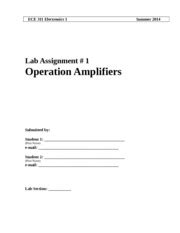 ECE Lab ECE Electronics Lab Assignment Operation Amplifiers Submitted By