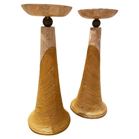 Rare Pair Of Blown Glass Candle Holders By Blenko Glass At 1stdibs