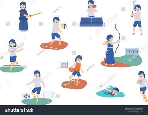 다양한 스포츠를 하는 소녀의 그림 스톡 벡터로열티 프리 2171905467 Shutterstock
