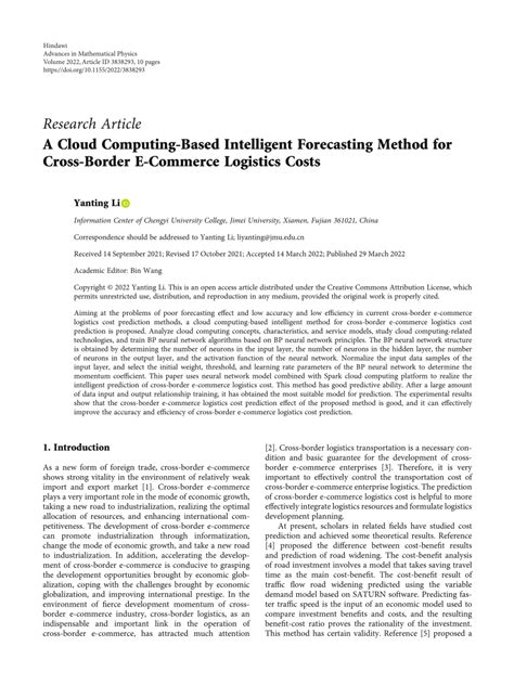 Pdf A Cloud Computing Based Intelligent Forecasting Method For Cross Border E Commerce