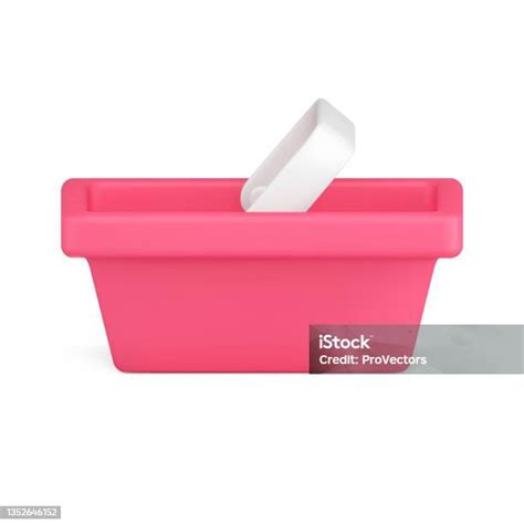 빨간색 플라스틱 쇼핑 바구니 3d 아이콘 벡터 일러스트 측 보기 고객을 위한 빈 장비 3차원 형태에 대한 스톡 벡터 아트 및 기타 이미지 3차원 형태 가방 구매