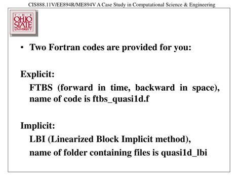 Ppt Two Fortran Codes Are Provided For You Explicit Powerpoint