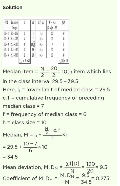 Calculate Mean Deviation From Median And Its Coefficient At Angelina Laffer Blog