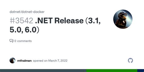 Net Release 31 50 60 · Issue 3542 · Dotnetdotnet Docker · Github