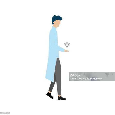 남자와 와이파이 흰색 배경에 고립 된 평면 만화 캐릭터eps 남성에 대한 스톡 벡터 아트 및 기타 이미지 남성 남자 남자들만 Istock