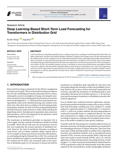 Pdf Deep Learning Based Short Term Load Forecasting For Transformers In Distribution Grid