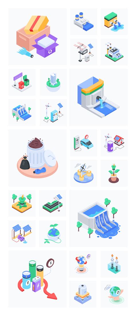 Animated Isometric Ecosystem Icons On Yellow Images Creative Store 131751