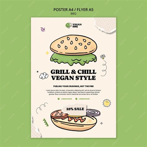 채식주의 바베큐 템플릿 디자인 무료 Psd 파일